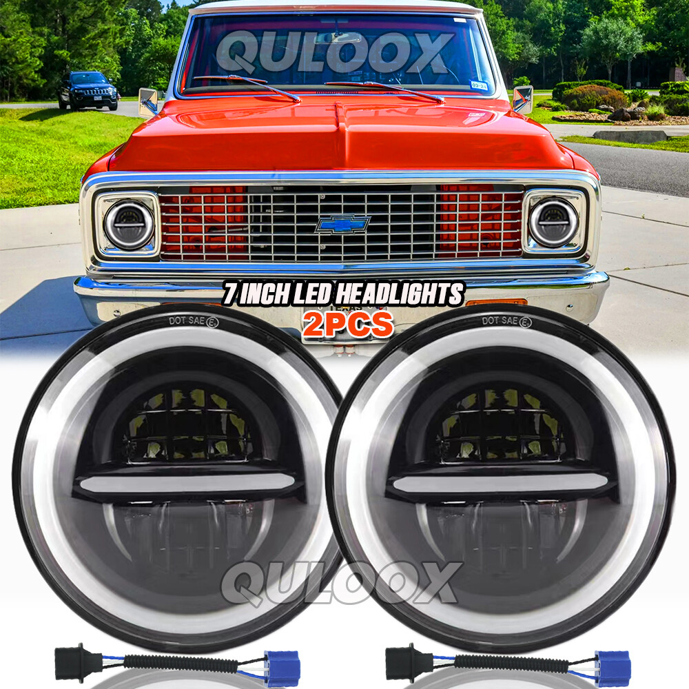 DOT 7inch Round Led Headlight Hi-Lo Beam for Chevy C10 C20 C30 G10 G20 ...