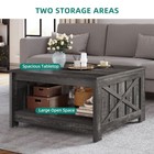 Rustic Square Coffee Table W/ Storage Shelf Farmhouse Cocktail Table ...