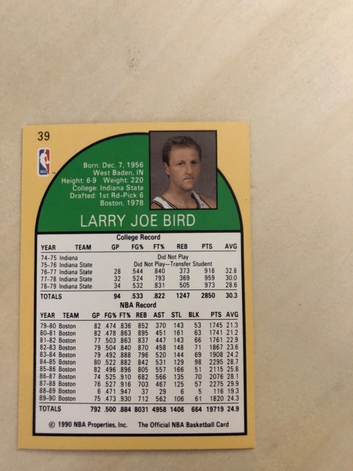 1990 NBA hoops Larry Bird card 39 | eBay