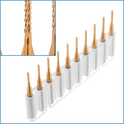10pc 1.5mm Carbide Corn Milling Cutter 3.175mm Shank Drill Bit Tungsten ...