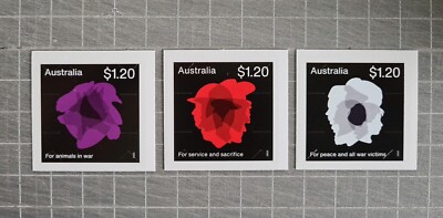 AUSTRALIA - 2023 POPPIES OF REMEMBRANCE SET OF 3 S/A MNH *FREE POSTAGE ...