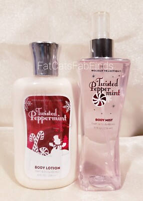 Twisted Peppermint SET Lotion & Mist Spray Holiday Traditions Bath Body ...