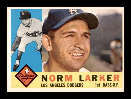 1960 Topps Norm Larker #394 Los Angeles Dodgers White Back NM Near Mint ...