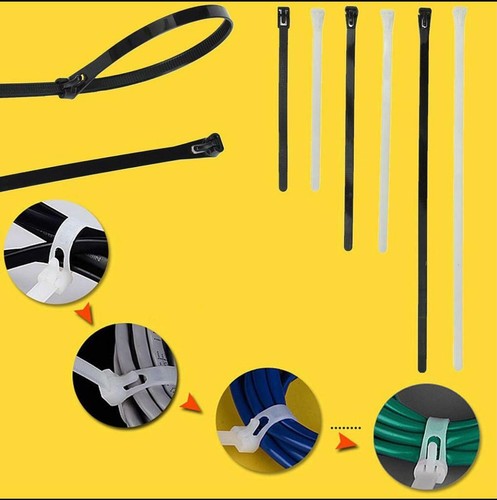 Releasable / Reusable Cable Ties Premium Nylon Plastic Strong Zip Ties ...