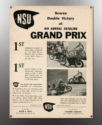 VINTAGE NSU GRAND PRIX IMAGE BANNER NOS IMAGE REPRODUCTION | eBay