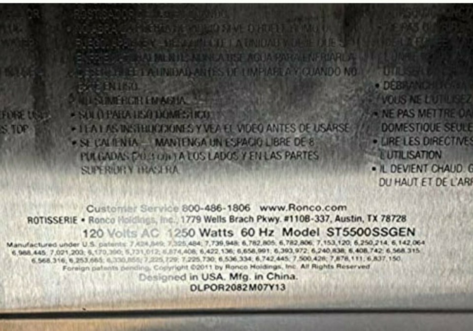Ronco Showtime Rotisserie Oven Model 5500 Stainless Steel | eBay