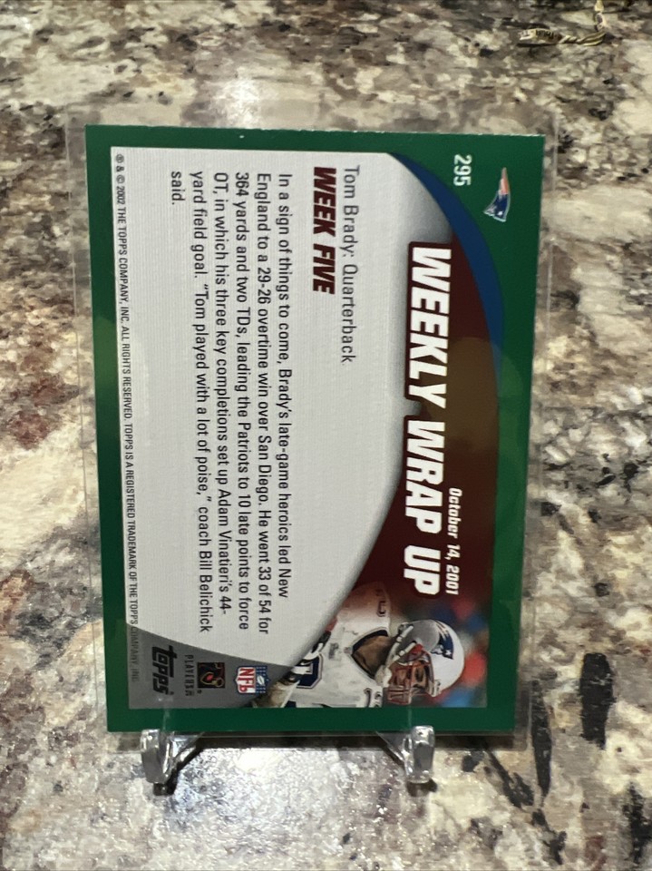 2002 Topps Tom Brady Weekly Wrap Up Card #295 7 Super Bowls Pats/Bucs ...