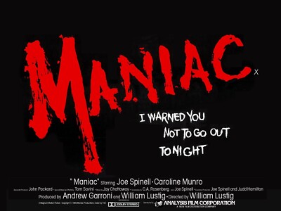 MANIAC 1980 UK quad poster print 30x40" WIlliam Lustig Joe Spinell FREE ...