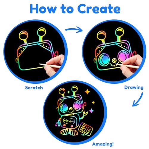 Scratch Art for Kids Toy 60 Rainbow Scratch Paper Art Supplies Kits for ...