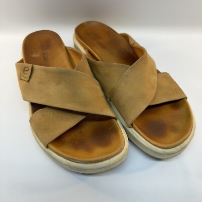 ECCO Flowt Luxe Wedge Sandal Slides Tan Size 39 Nubuck Leather Danish Design | eBay