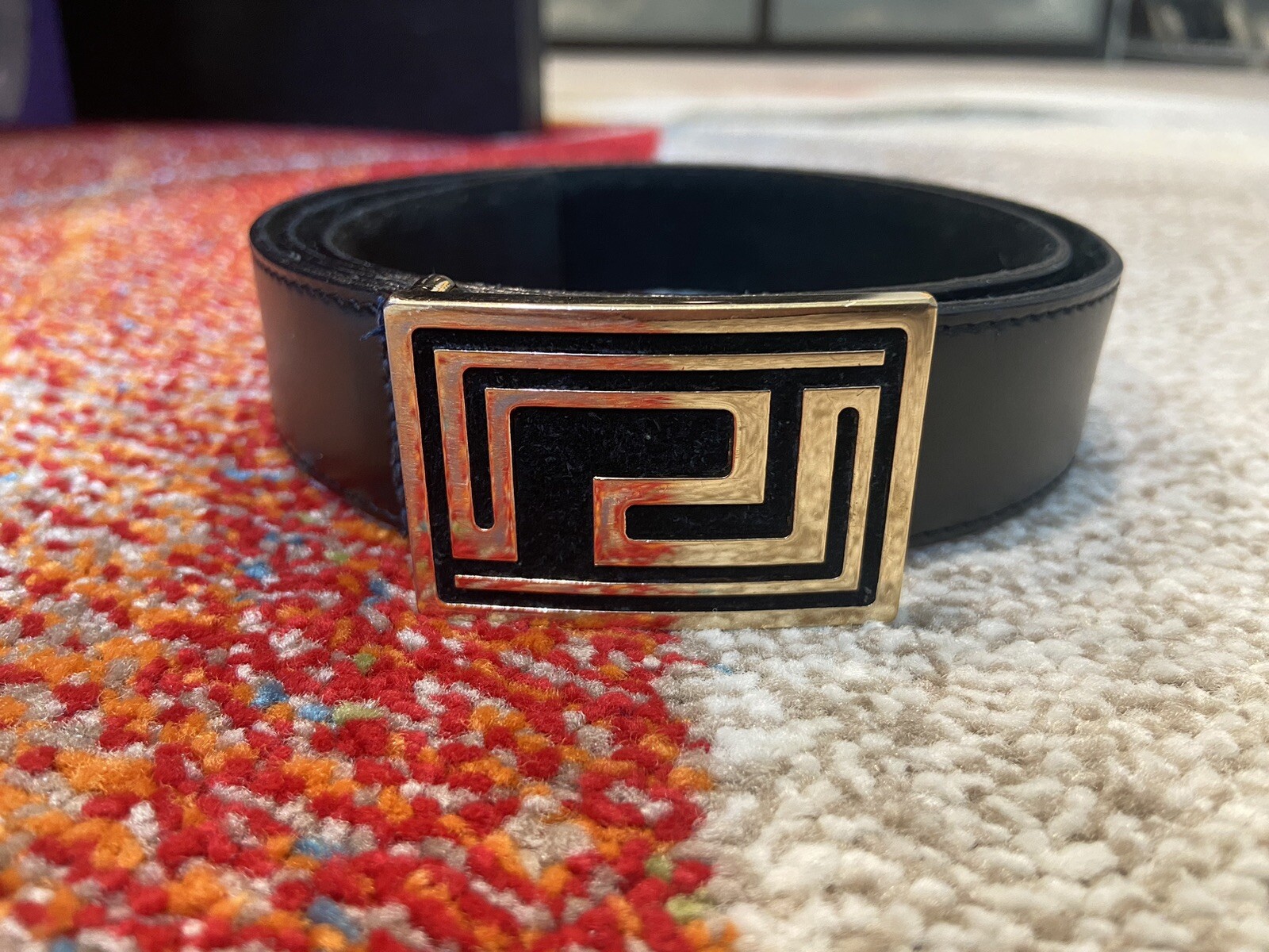 Rare Authentic Versace Gold Greek Key Belt Leather Un… - Gem