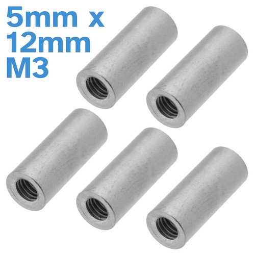 5pcs M3 5mm x 12mm Steel Round Spacer Knife Making Handle Threaded Rod ...
