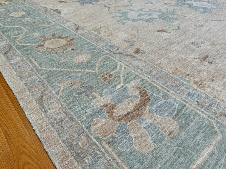 Handmade Oushak Rug Muted 8x10/9x12 Turkish Knot Area Rug Hand-Knotted ...