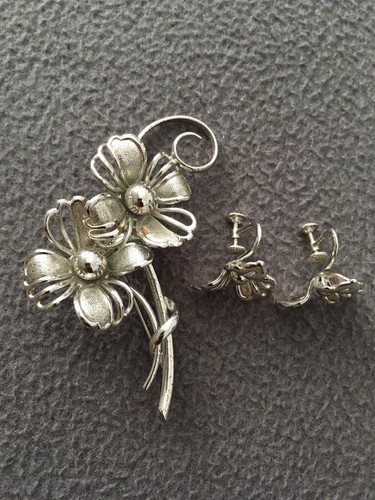 Antique Vtg Forstner Signed Sterling Silver Brooch With Earrings | eBay