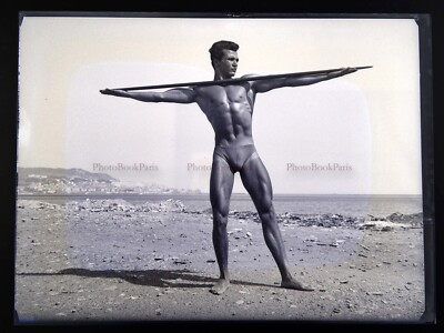 France Athlete Man Bodybuilding Photo Negative C1950 Glass Plaque ...