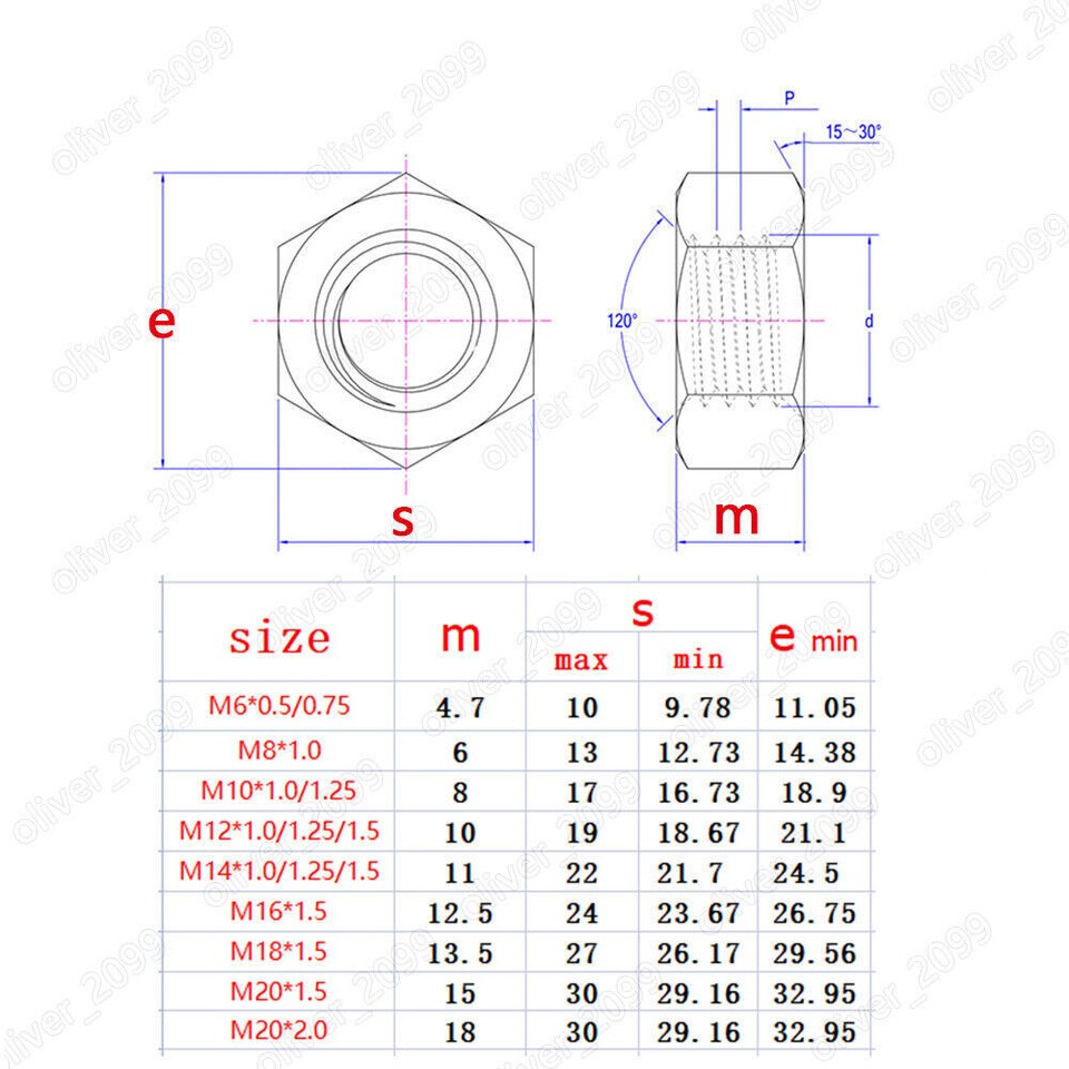 Left Hand Thread 304 Stainless Steel Hexagon Hex Nuts With Fine Thread ...
