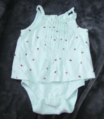 BABY GAP MINT GREEN BABY GIRL LADYBUG COTTON SOFT SUMMER TANK ROMPER ...