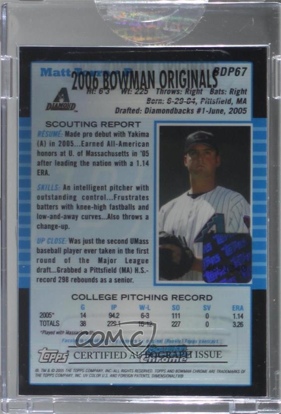 2006 Bowman Originals /21 Matt Torra #BDP67.2 Manufacturer Buyback Auto ...
