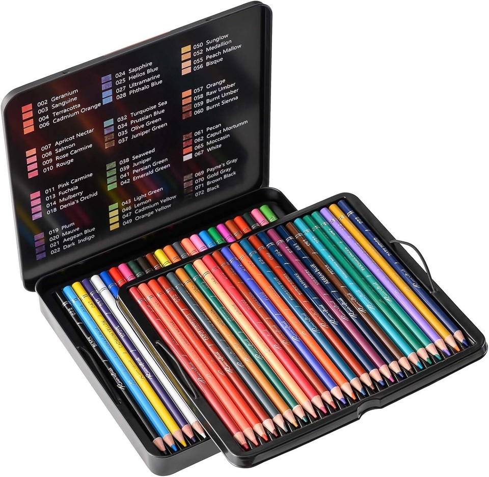 48 Artist Quality Colored Pencils - Vibrant Colors in Metal Box for All ...