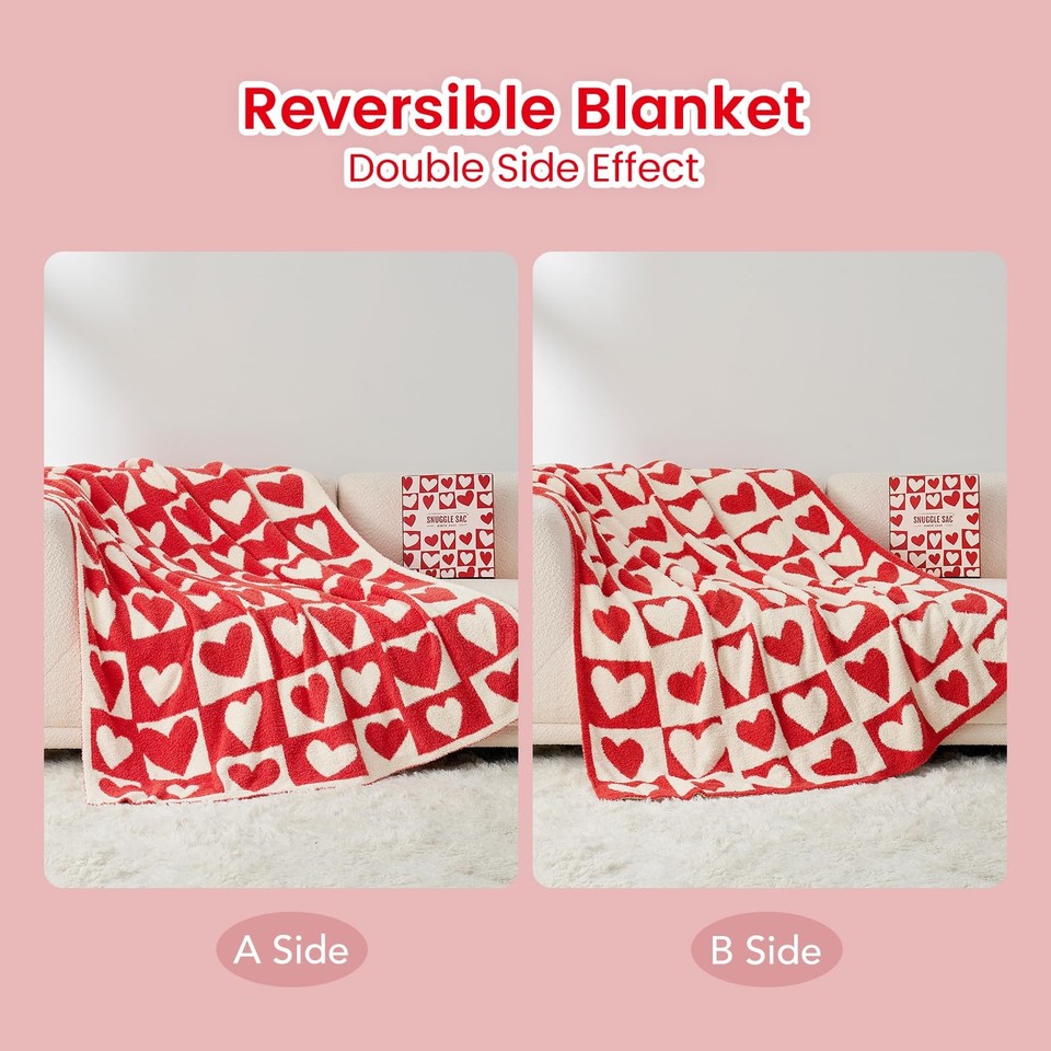 Valentines Throw Blanket Red Checker, Knitted Super Soft Cozy Blankets ...