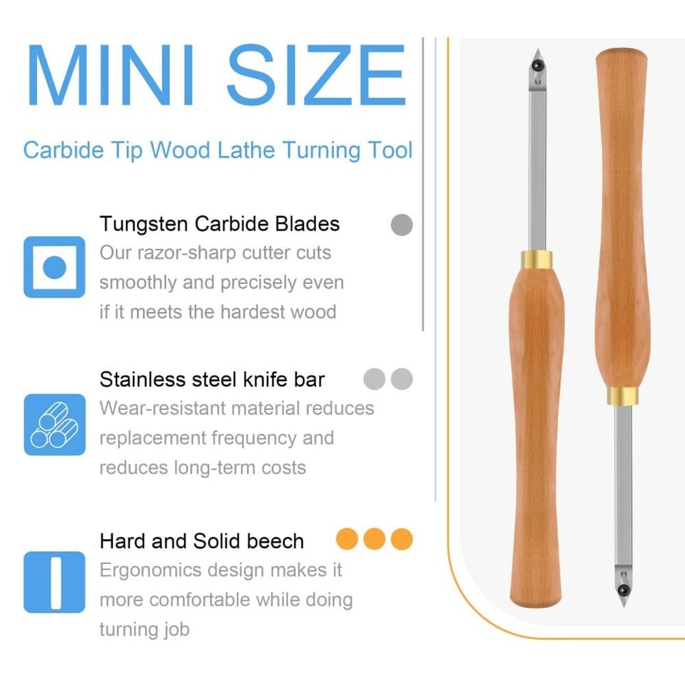 Wood Lathe Turning Tool with Carbide Tips for Woodworking and Turning ...