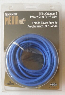 Leviton Cat 5 Power Sum Patch Cord 15 feet blue P6718 | eBay