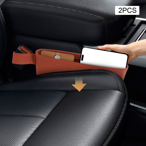 2 Car Seat Pockets PU Leather Seat Catcher Holders, Car Console Side ...