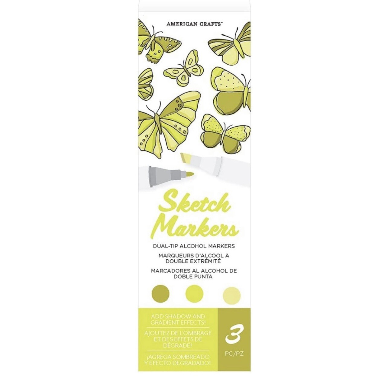 American Crafts Key Lime Dual Tip Sketch Markers 3/PKG | eBay