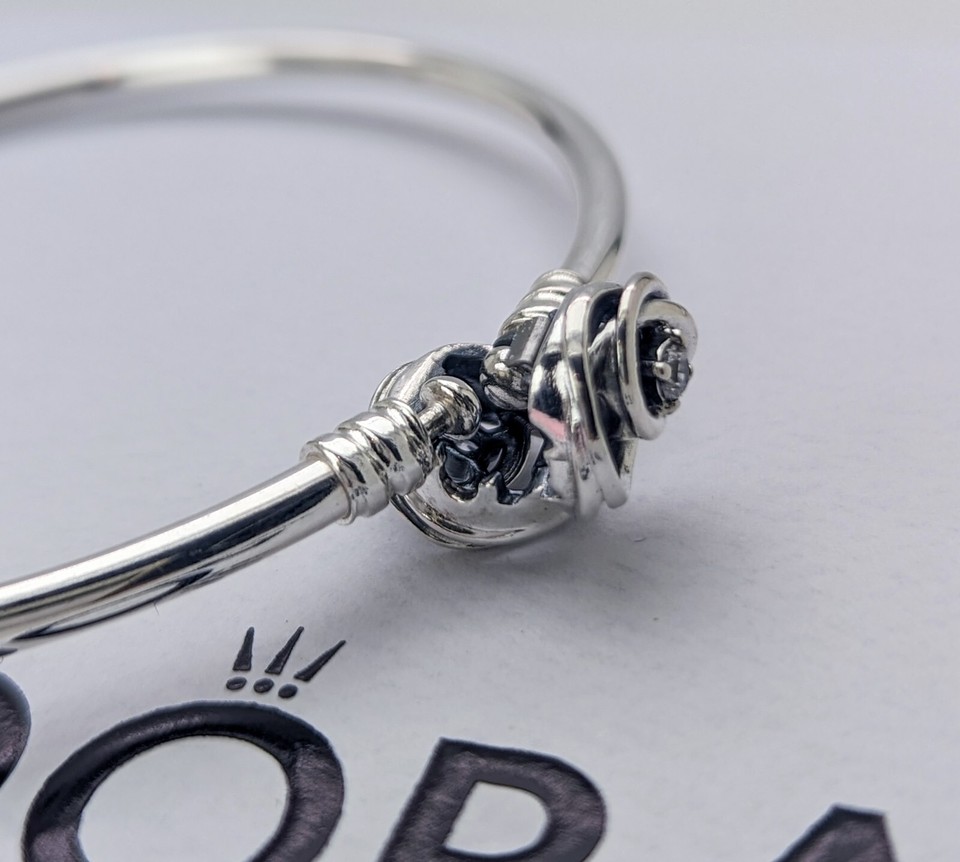 New 100% Authentic PANDORA 925 Ale Encircled Clasp Bangle Bracelet ...