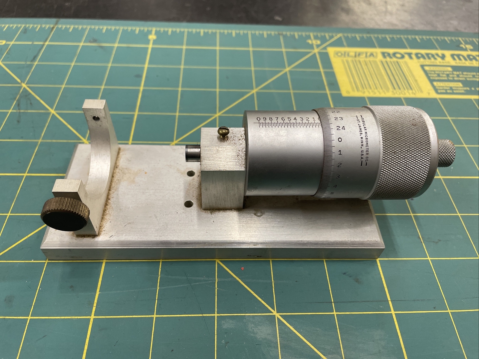 Tubular Micrometer Co. 1” Head .001” w/ Mount St. James, Minn Made in ...