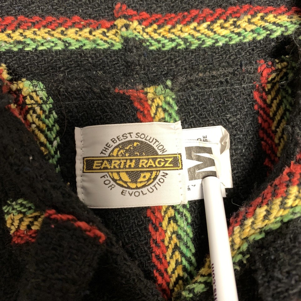 Earth Ragz Baja Joe Hoodie Mens Medium Multi Striped Ruff Hewn Rasta ...