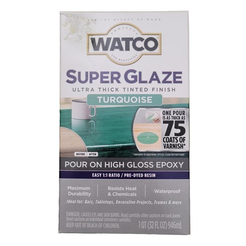 Rust-Oleum Watco High Gloss Epoxy Super Glaze Pour On TURQUOISE 1qt ...
