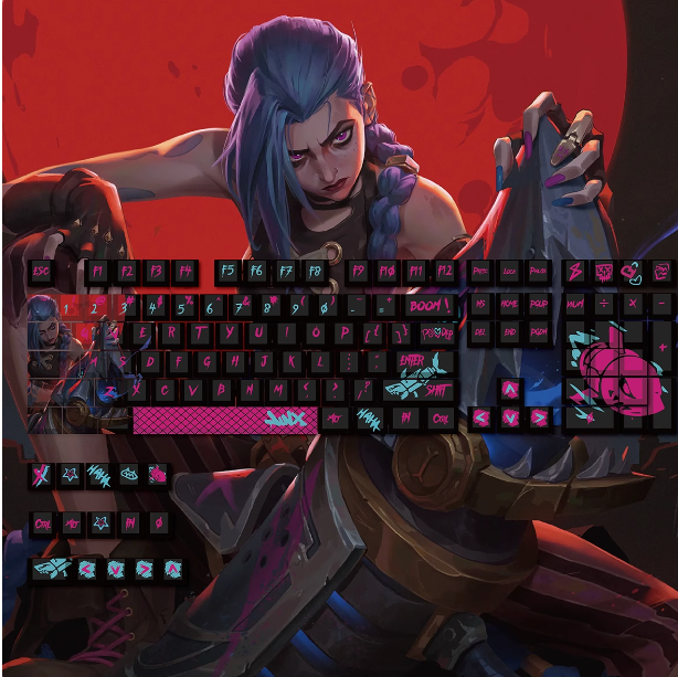 League of Legends Jinx PBT Mechanical keyboard keycaps 123keys Cherry ...