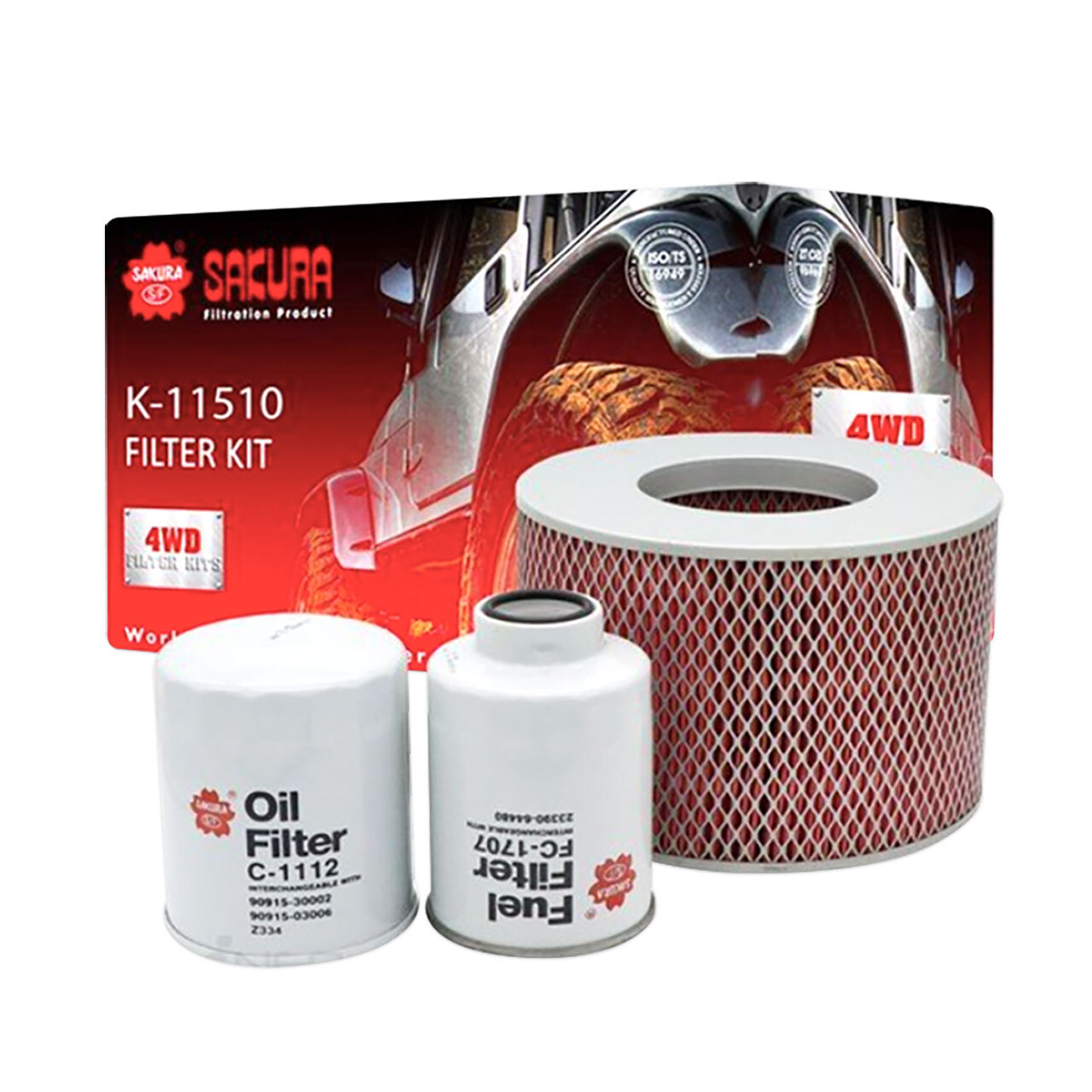 K-11510 Sakura 4WD Filter Kit for Toyota Landcruiser 1998-2007 4.2L 1HZ ...