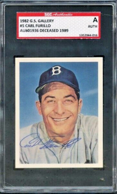 Carl Furillo, Brooklyn Dodgers — Autographed 1982 G.S. Gallery Card ...