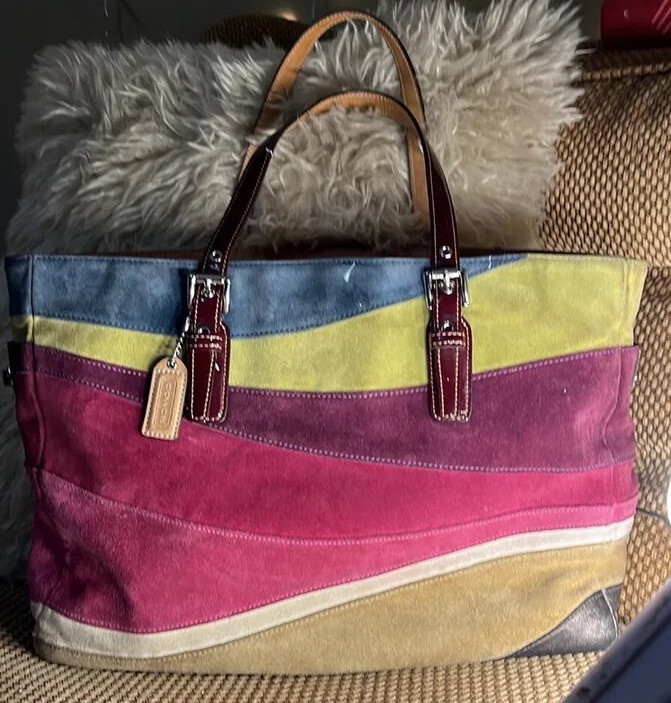 Coach Large Multicolor Wave Suede 1434 Two Handle Sho… - Gem