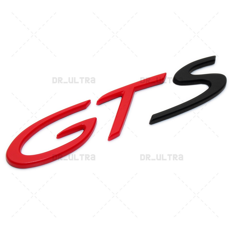 Red Black Look Porsche GTS Letters Rear Badge Liftgate Emblem Nameplate ...