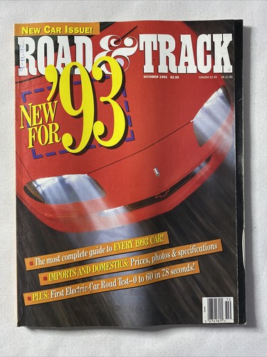 1992 October, Road & Track Magazine, 1993 New Cars Issue (CP254) | eBay
