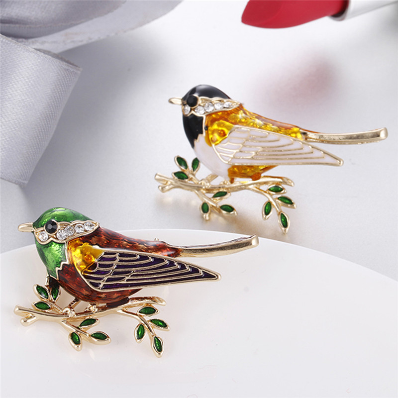 Enamel Bird Brooch Pin Crystal Rhinestone Animal Brooch Pin Clothes ...
