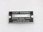 Dodge Brothers Chrysler Motors Data Plate #21A23 | eBay