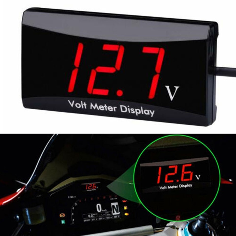DC 12V LED Digital Monitor Volt Meter Display, Battery Gauge Voltage ...