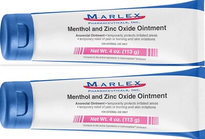 MARLEX Menthol / Zinc Ointment Tube 4oz PHARMACY FRESH ( 2 tubes ...