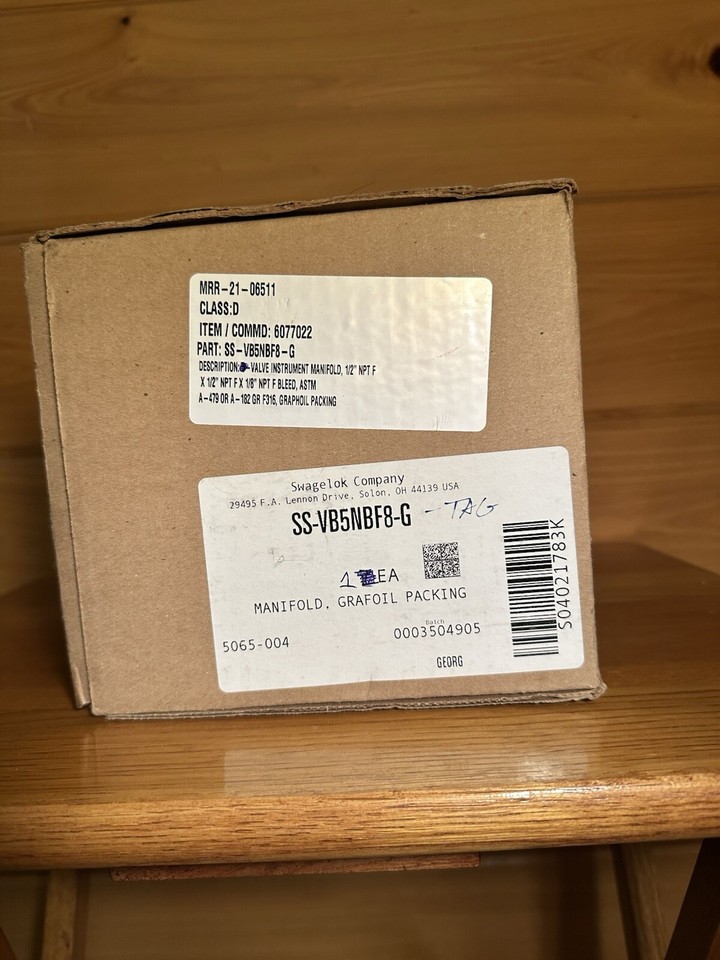 Swagelok SS-VB5NBF8-G Valve Instrument Manifold with Grafoil Packing | eBay