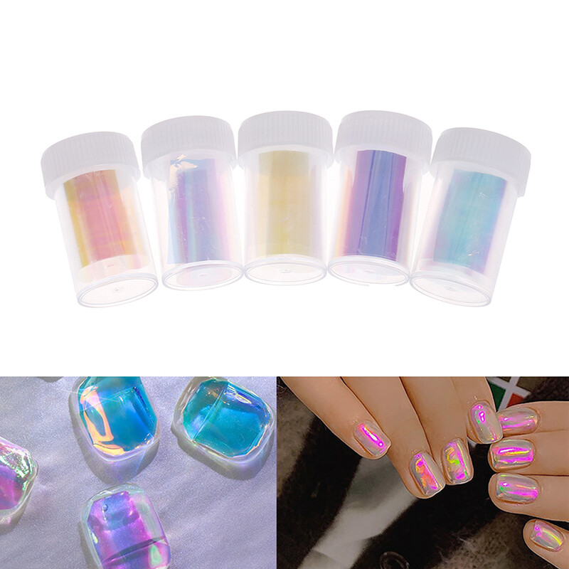 Nail Art Aurora Ice Cube Cellophane Large Colorful Transfer Paper Laser ...