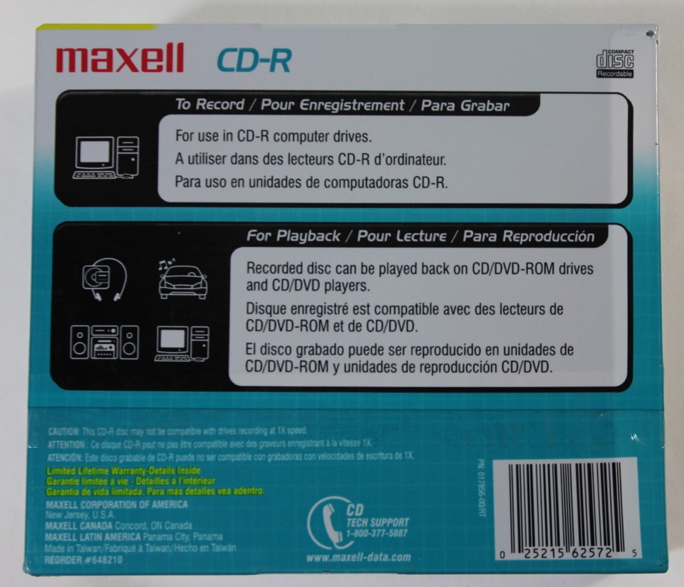 Maxell CD-R Discs, 700MB/80min, 48x, w/ Slim Jewel Cases, Silver, 10 ...