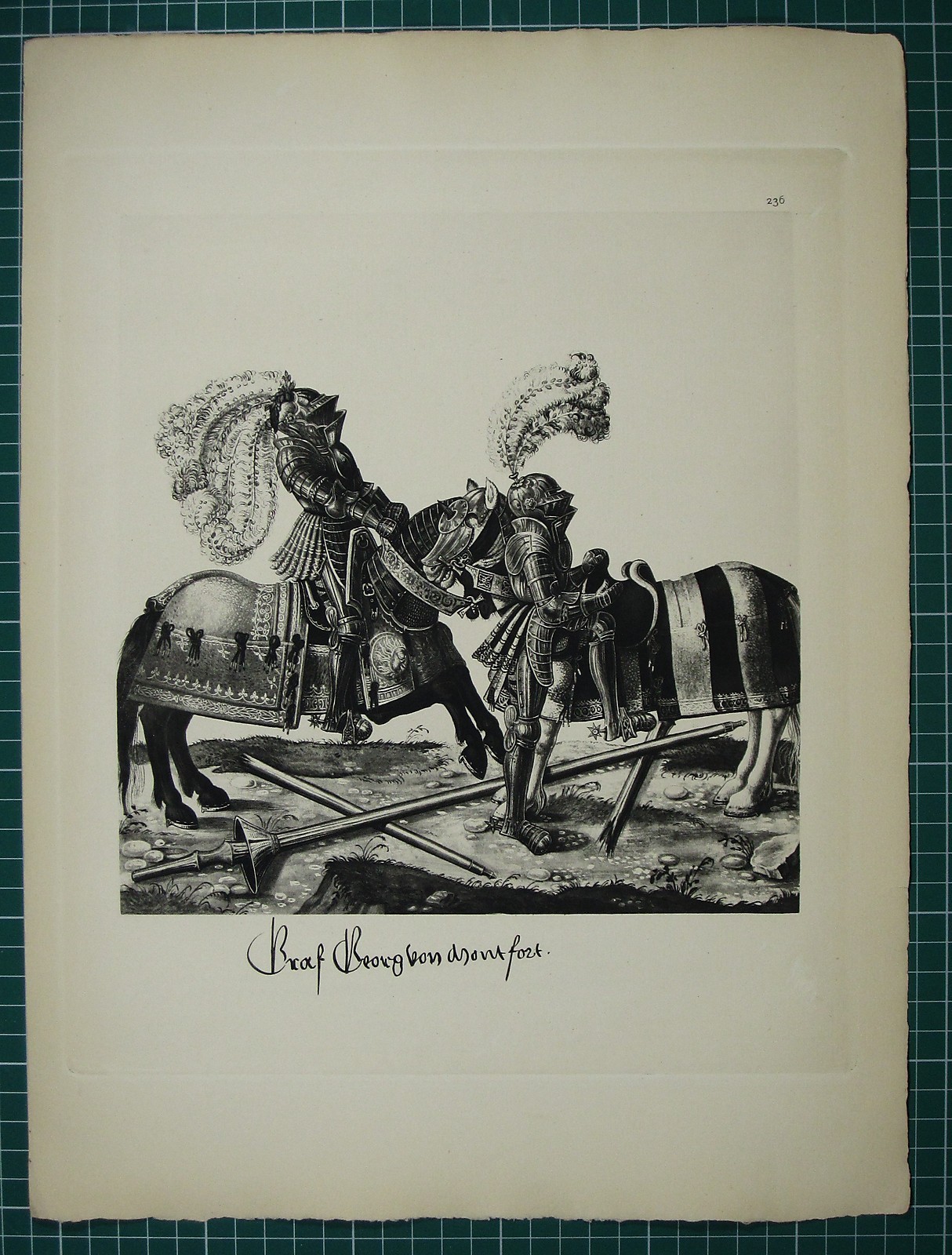 ANTIQUE PRINT MEDIEVAL KNIGHTS JOUSTING FREYDAL MAXIMILIAN I TOURNAMENT ...