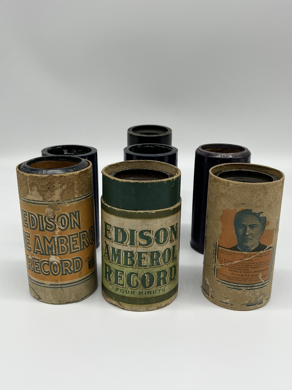 Lot Of 7 Edison Cylinder Records 3246, 1543, 3495, 3670, 3213, 1560 ...