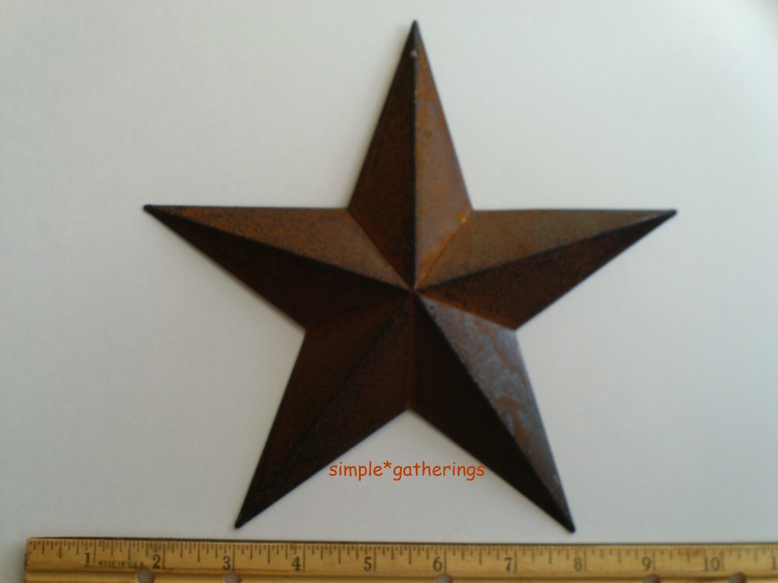 NEW RUST Barn Star Dimensional with Black Accents Primitive Metal 7 3/4 ...
