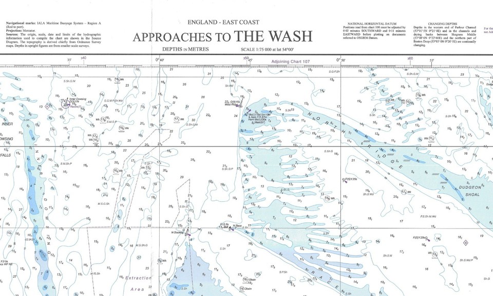 108 England East Coast Approaches The Wash Chart Map Maritime Nautical ...