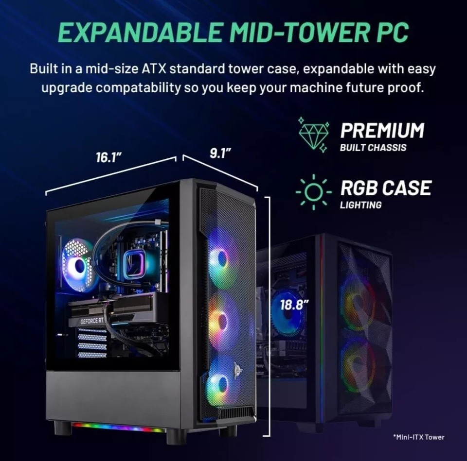 iBuyPower ARGB Gaming Desktop i7 Computer PC 32GB RAM 4TB SSD W11 ...